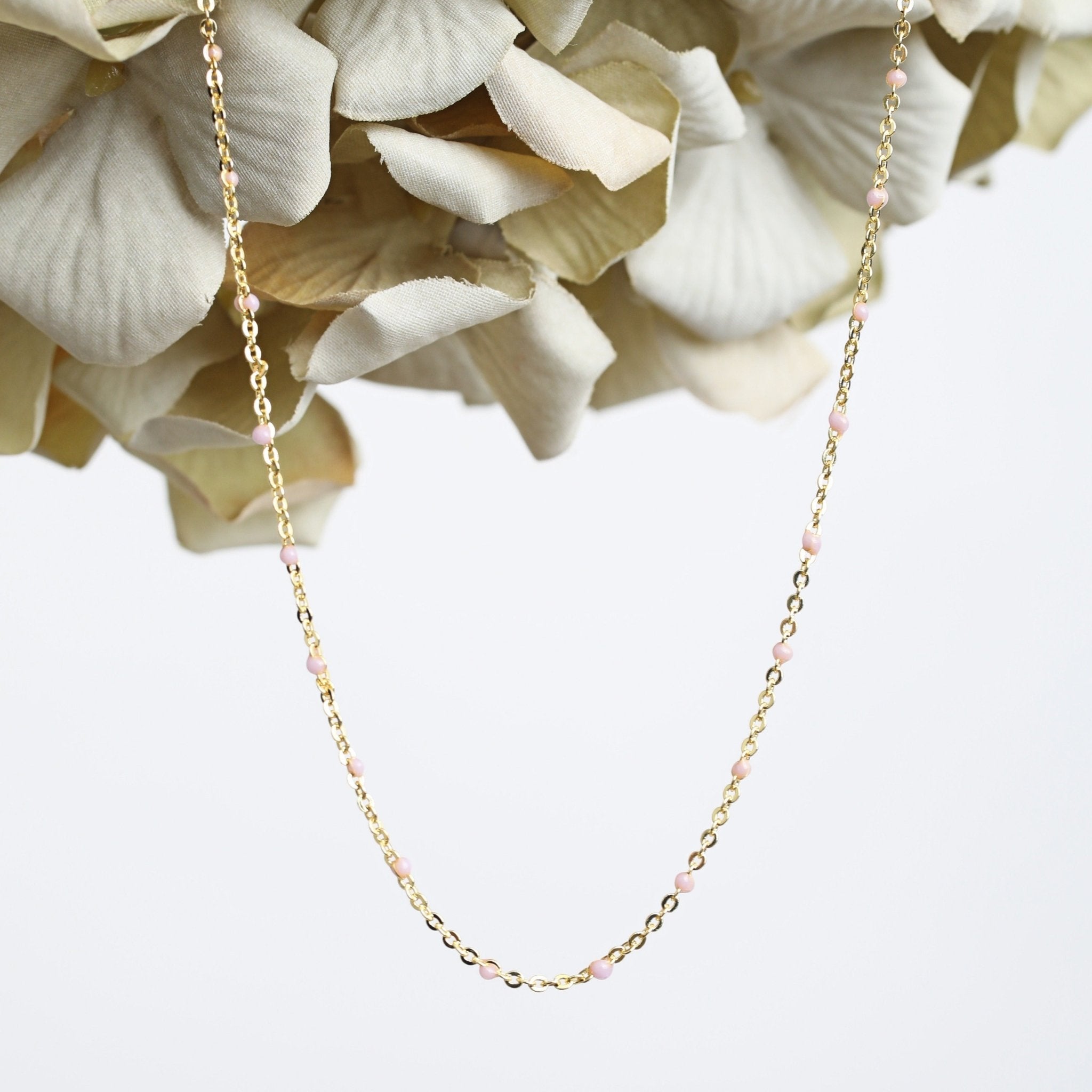 "The Dot" Delicate Chain - Chocolate and Steel