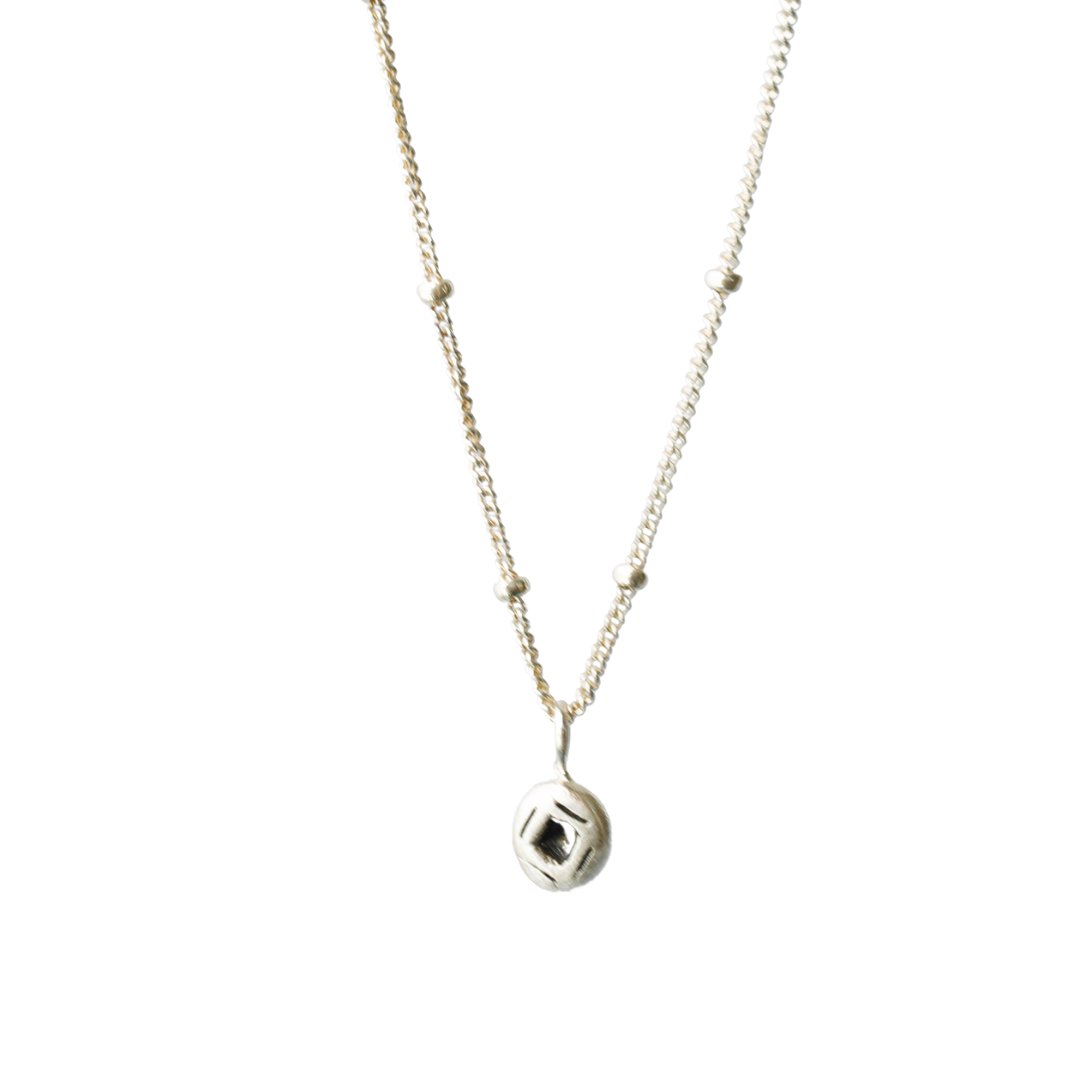 Labyrinth Tiny Charm Necklace - Chocolate and Steel